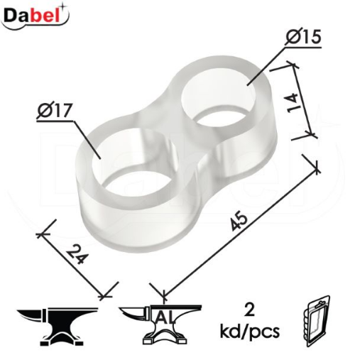 Dabel odbojnik zidni za kvaku OD402 Trans fi15/fi17/14/45/24mm (2kom) DBP1