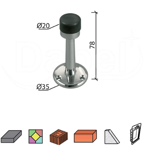 Dabel odbojnik zidni za vrata od601 hr fi35/20x78 mm