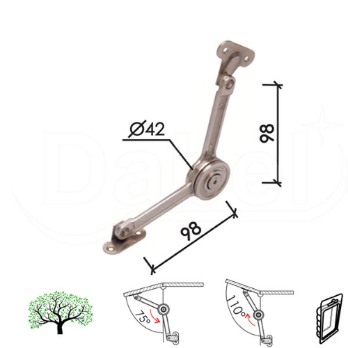 Dabel podizni mehanizam a900 nikl 196 mm štel 75*-110*