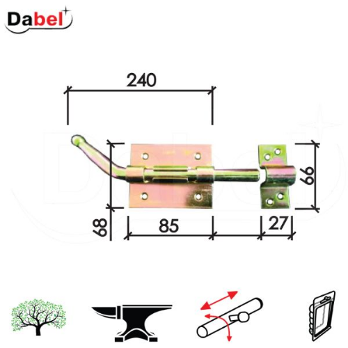 Dabel reza za vrata 320 ZnŽ 240/85x68/27x66mm DSP