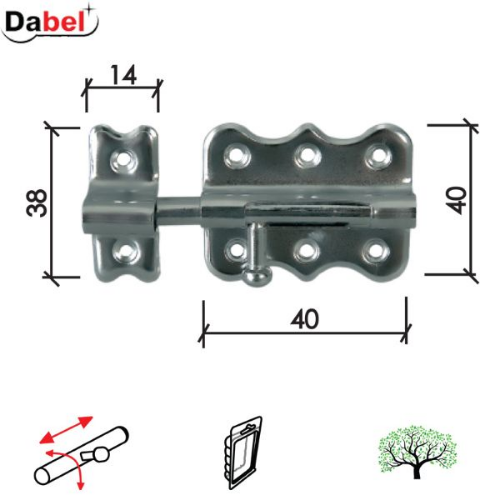 Dabel reza za vrata 384 Nikl 40x40/14x38mm DSP