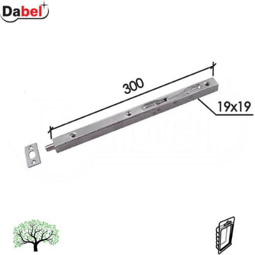 Dabel rigla za drvena vrata RL4013 Inox 300x19 mm DP1