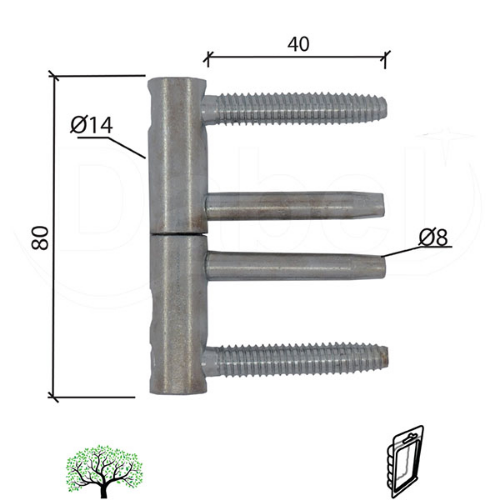 Dabel šarka 3D uvrtna za vrata SP9027 ZnB 14mm 60kg DP1