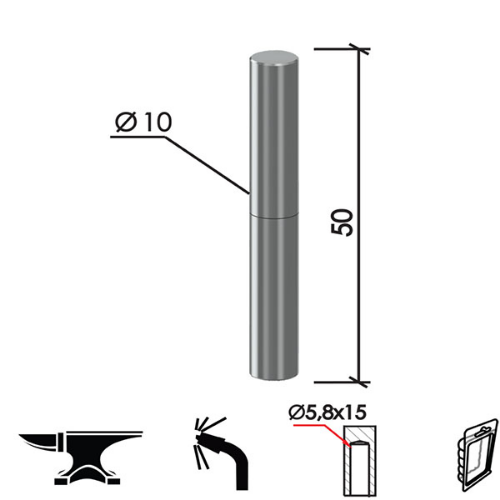 Dabel šarka bravarska za vrata SP3 Ne fi10x50/5,8x15mm DP1