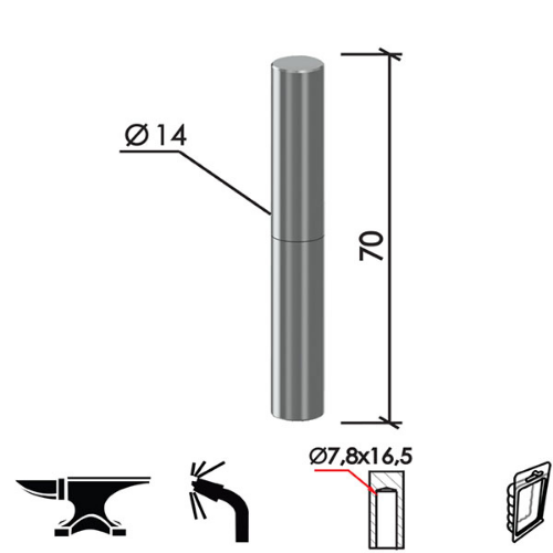 Dabel šarka bravarska za vrata SP3 Ne fi14x70/7,8x16,5mm DP1