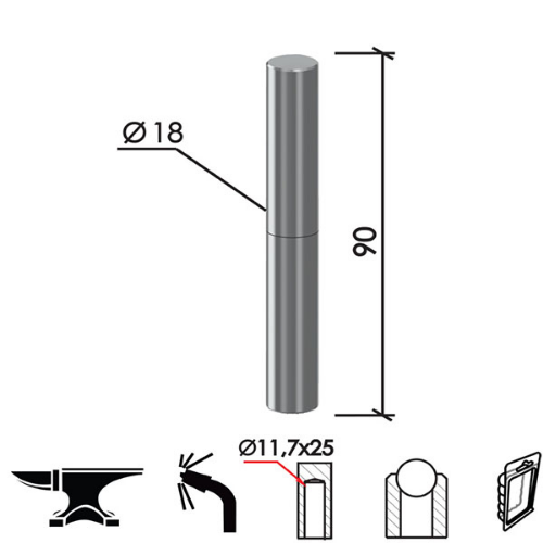 Dabel šarka bravarska za vrata SP3 Ne fi18x90mm Kuglica DP1