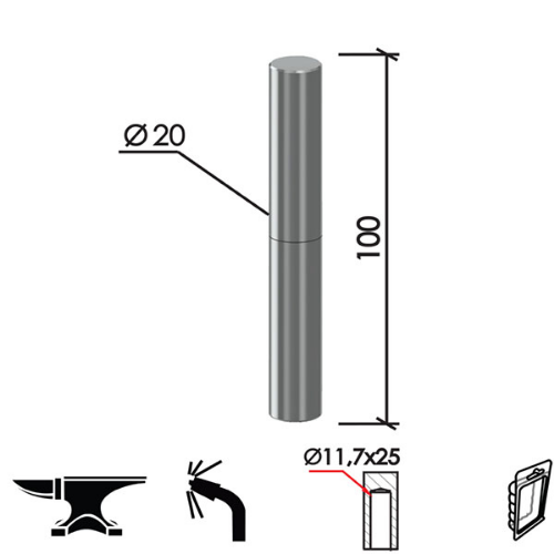 Dabel šarka bravarska za vrata SP3 Ne fi20xx100/11,7x25mm DP1