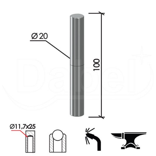 Dabel šarka bravarska za vrata SP3 Ne fi20xx100/11,7x25mm Kuglica DP1