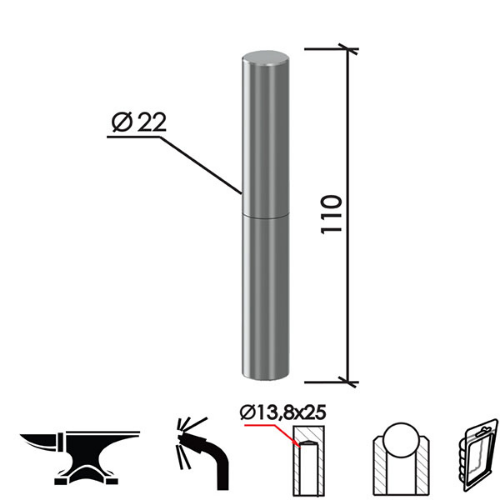 Dabel šarka bravarska za vrata SP3 Ne fi22xx110/13,8x25mm Kuglica DP1