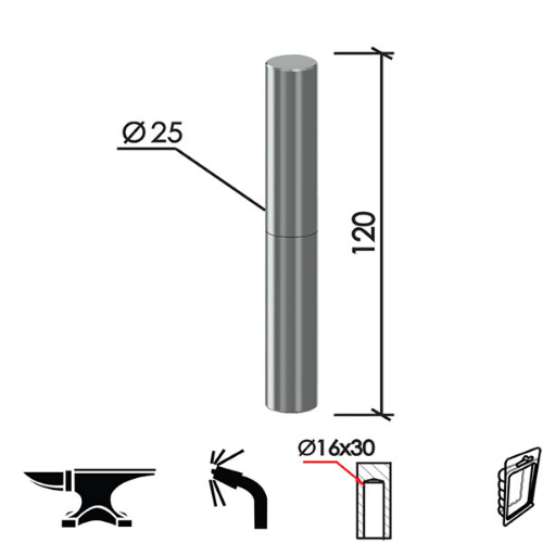 Dabel šarka bravarska za vrata SP3 Ne fi25xx120/16x30mm DP1