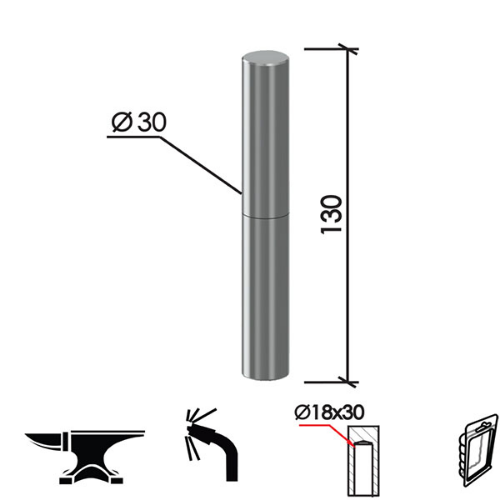 Dabel šarka bravarska za vrata SP3 Ne fi30/xx130/18x30mm DP1