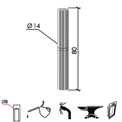 Dabel šarka bravarska za vrata SP6 Ne 14x80x8mm DP1