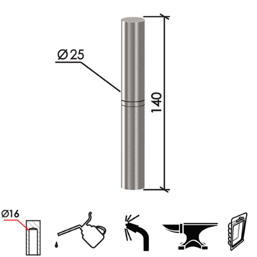 Dabel šarka bravarska za vrata SP6 Ne 25xx140x16mm DP1