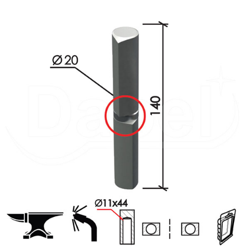 Dabel šarka bravarska za vrata SP7 Ne fi20xx140/11x41mm Ležaj DP1