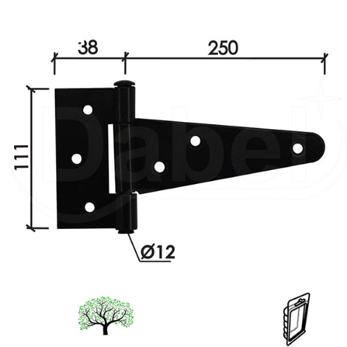 Dabel šarka brodska za vrata SP5 Crna 250x111x38/fi12mm DSP