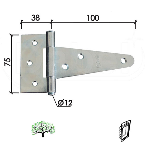 Dabel šarka brodska za vrata SP5 Hr 100x75x38/fi12mm DSP