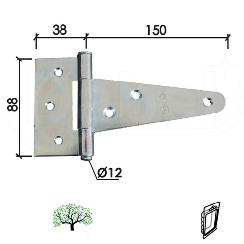 Dabel šarka brodska za vrata SP5 Hr 150x88x38/fi12mm DSP