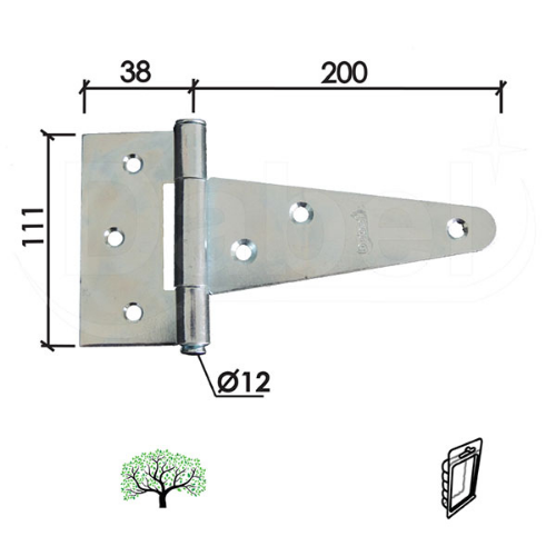 Dabel šarka brodska za vrata SP5 Hr 200x111x38/fi12mm DSP