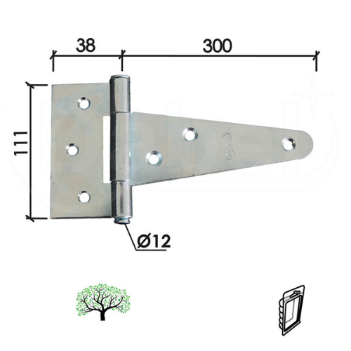 Dabel šarka brodska za vrata SP5 Hr 300x111x38/fi12mm DP1