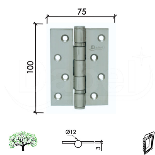 Dabel šarka brodska za vrata SP9001 Hr x100x75x3mm DBP2