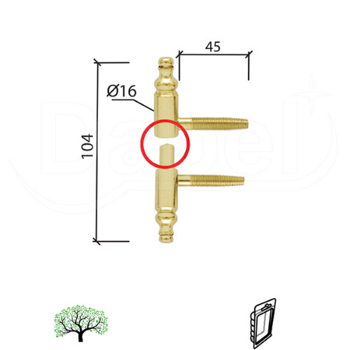 Dabel šarka uvrtna za vrata SP190 Ms fi16x104/47mm DP1