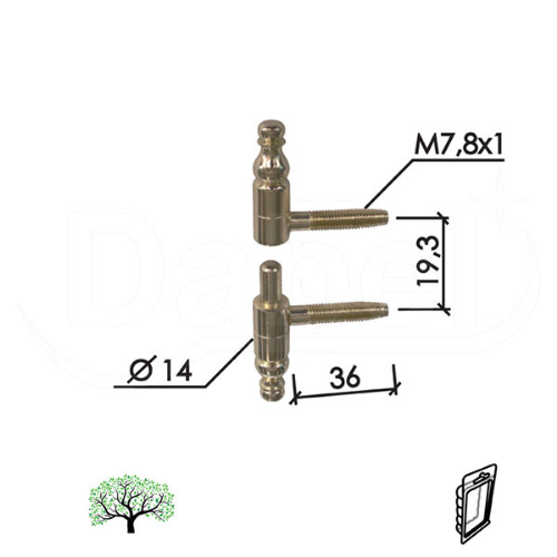 Dabel šarka uvrtna za vrata SP9028 Hr 14mm DP1