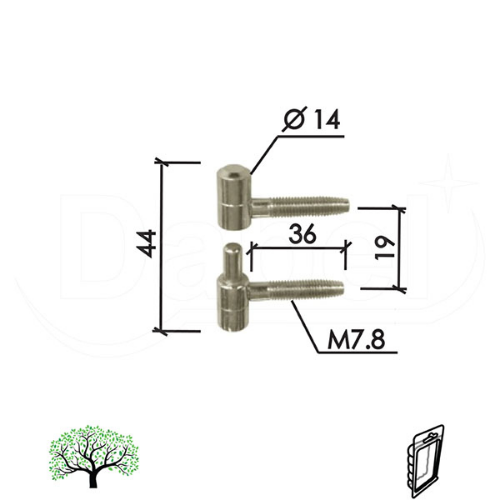 Dabel šarka uvrtna za vrata SP9030 Hr 14mm DP1