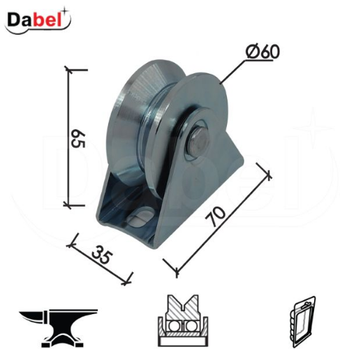 Dabel točak za kliznu kapiju T1005 ZnB fi 60Yx65/70x35mm 2 ležaja DP1