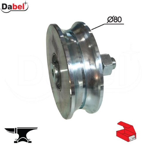 Dabel točak za kliznu kapiju T1007 Silver fi080mm U žljeb dva ležaja 1/2" OPD