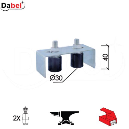 Dabel vođica za kliznu kapiju V1008 ZnB 30x40mm 2 rolera DP1