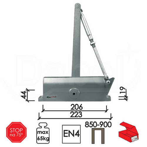 Dabel zatvarač za vrata 4029 Silver 223(206)x44(19)mm stop75 Q