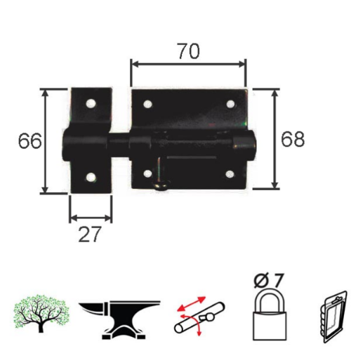 Reza za katanac 454 Crna 70x68/27x66/fi7mm DBP1