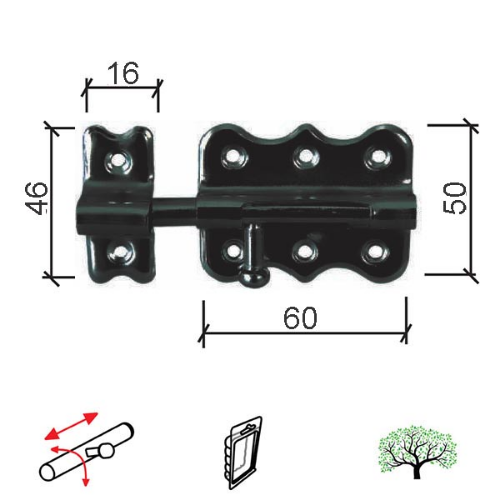 Reza za vrata 384 Crna 60x50/16x46mm DBP1