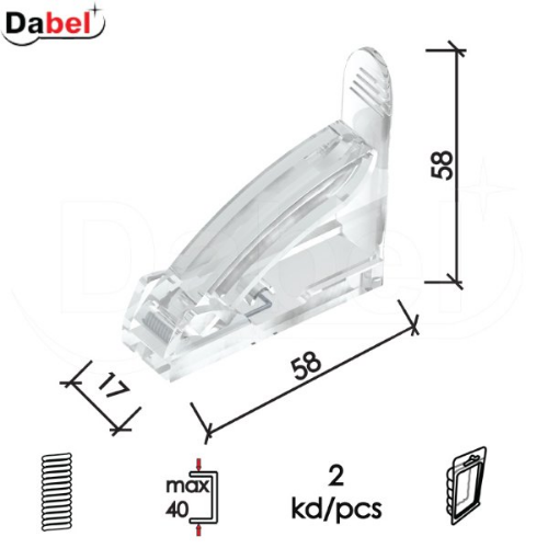 Dabel držač stolnja ds2 trans 58x58x17 mm (2kom)