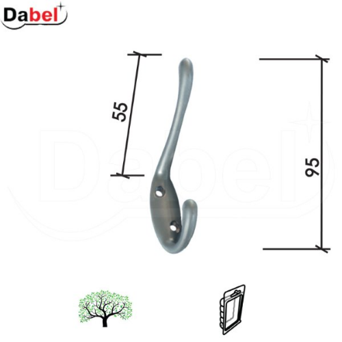 Dabel kuka za kaput i šešir v55 mat-hr 55x95 mm dbp1