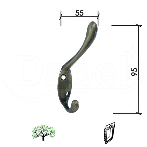 Dabel kuka za kaput i šešir v55 s-cu 55x95 mm dbp1