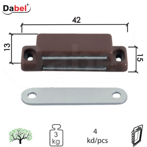 Dabel magnet za nameštaj m4125 braon 42/15/13 mm 4kom 3kg