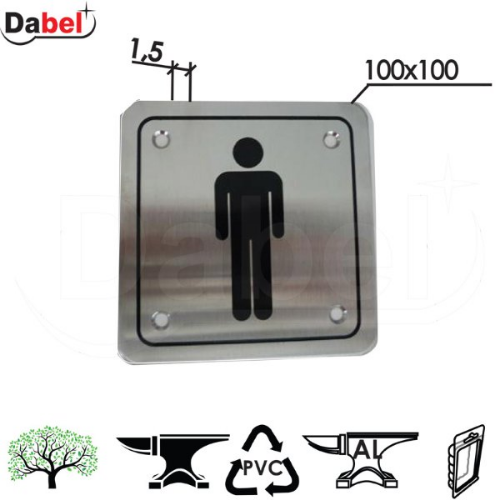 Dabel oznaka za vrata wc inox 100x150x1,5 mm muški