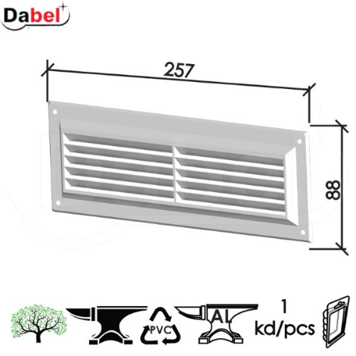 Dabel rešetka ventilaciona za vrata REŠ3 Bela 257x88mm DPZ