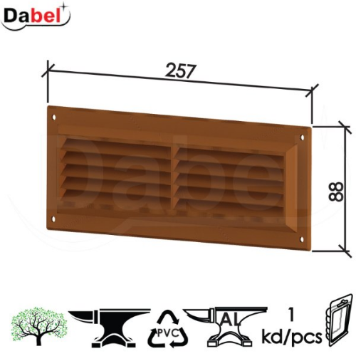 Dabel rešetka ventilaciona za vrata REŠ3 Braon 257x88mm DPZ