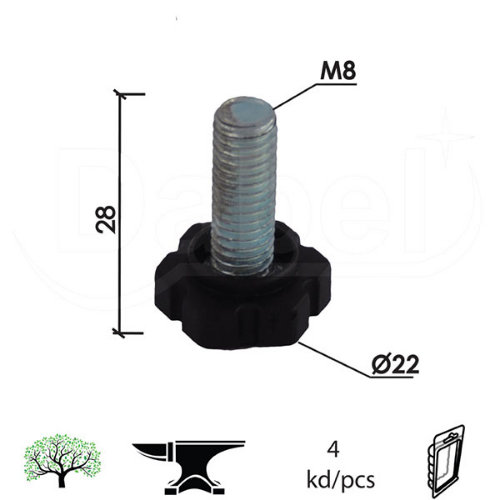 Dabel nogica štel za nameštaj n035 crna m8x22 mm (4kom)