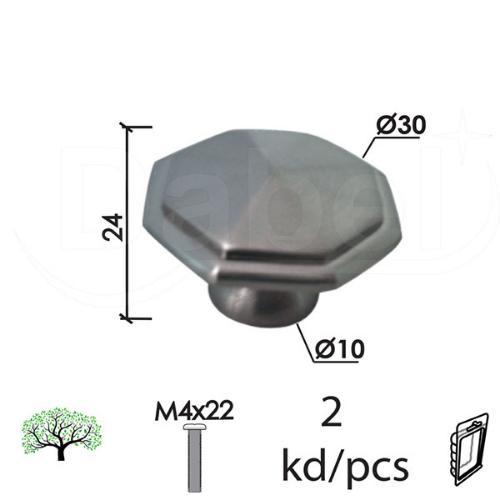 Dabel dugme za nameš d62 b-ni fi30x24/fi10 2kom m4x22