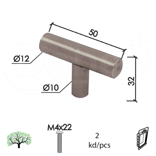 Dabel dugme za nameš d90 inox 50x32x12/fi10 mm 2kom m4x22