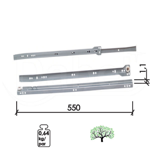 Dabel klizač fioka kl5100 bela 550 mm q