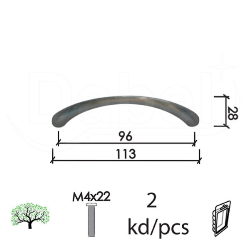 Dabel ručica za nameš c40 b-ni 96/113/28 2kom m4x22