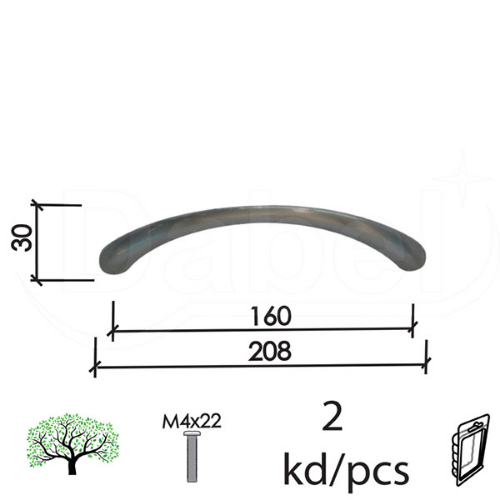 Dabel ručica za nameštaj c40 b-ni x160 mm (2kom) m4x22 mm