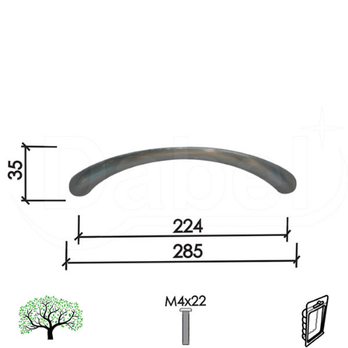 Dabel ručica za nameštaj c40 b-ni x224 mm m4x22 mm dp1