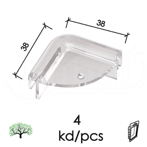 Dabel štitnik ugla za sto sto2 trans 38x38 mm (4kom) dp1