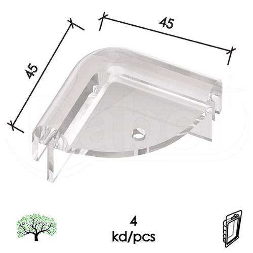 Dabel štitnik ugla za sto sto2 trans 45x45 mm (4kom)