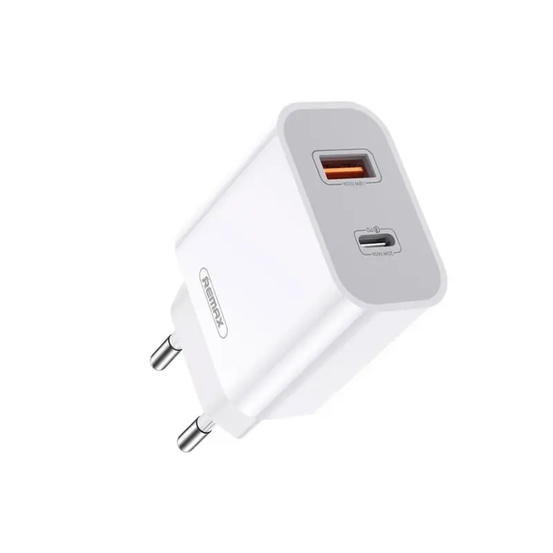 Remax RP-U68 Punjač, USB-A USB-C, PD 20W, Beli